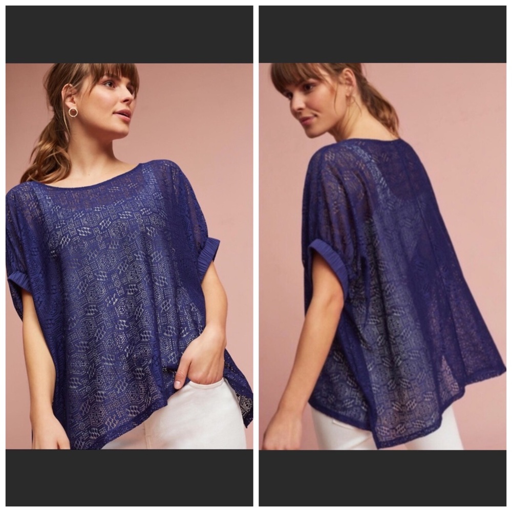 Akemi & Kin | Anthro Blue Britton Lace Top - Gem